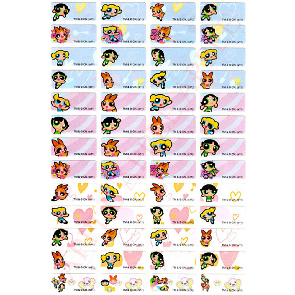 Power puff Girl waterproof name stickers (132 pcs)