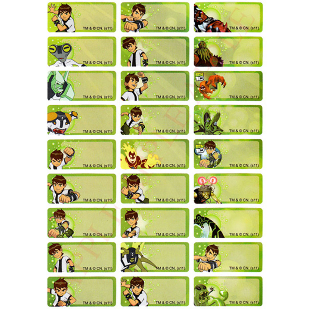 Waterproof name Label Sticker Ben 10 (Large)