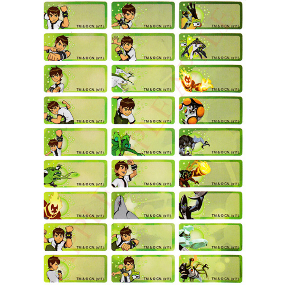 Waterproof name Label Sticker Ben 10 (Large)