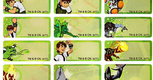 Waterproof name Label Sticker Ben 10 (Large)