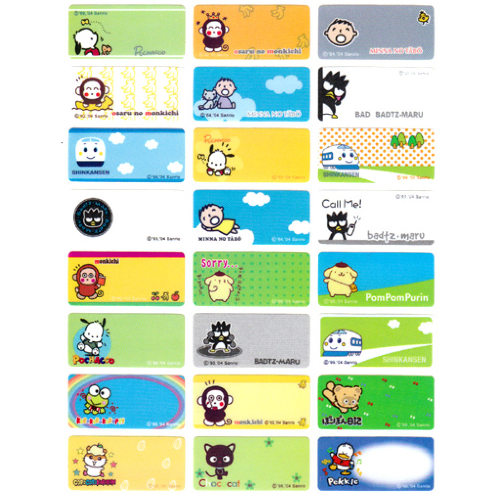 Sanrio collection of name stickers (6 sheets)