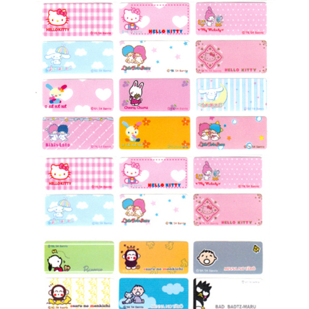 Sanrio collection of name stickers (6 sheets)